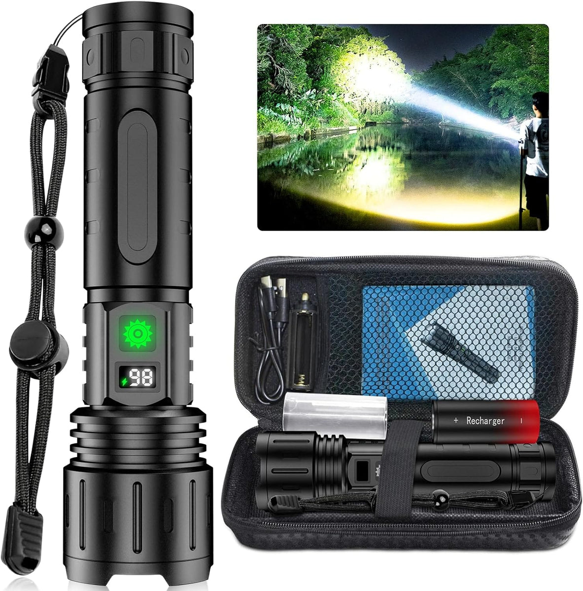 Ultra Bright LED Flashlight with 100000 Lumens Power – IrelandDepot
